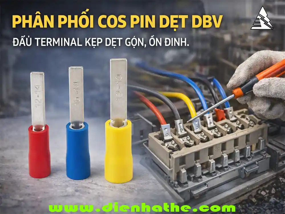 Phân Phối Cos Pin Dẹt DBV | Đấu Terminal Kẹp Dẹt Gọn, Ổn Định | Điện Hạ Thế